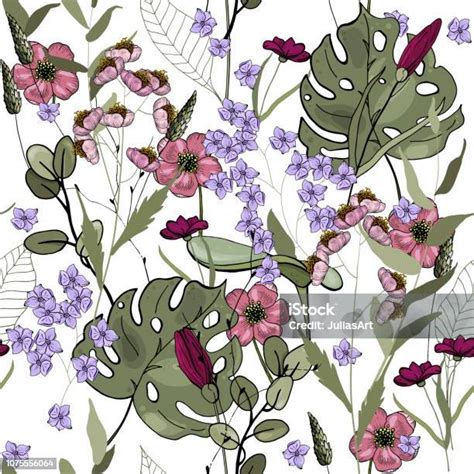 빈티지 배경입니다 배경 화면입니다 현실적인 피 꽃 고립 핸드 그린입니다 벡터 일러스트입니다 꽃 꽃 패턴 완벽 한 집입니다 0명에 대한 스톡 벡터 아트 및 기타 이미지