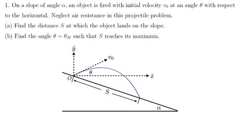 solved 1 on a slope of angle a an object is fired with initial