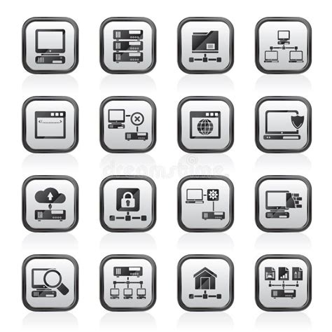Network Server And Hosting Icons Stock Vector Illustration Of Disk