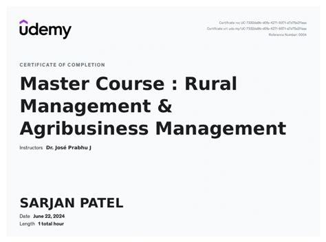 Sarjan Patel On Linkedin Excited To Share My Completion Of The Master Course On Rural Management…