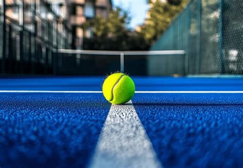 Tennis Balls Laying On The Blue Court With White Lines Premium Ai