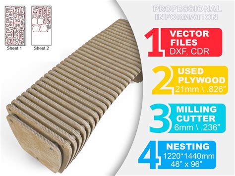 parametric bench cnc router files for wood cnc dxf cut files cnc