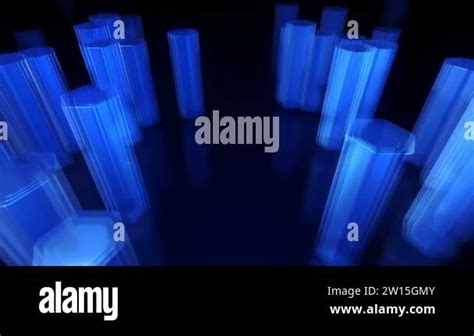 technological dark background with animation moving blue neon shapes