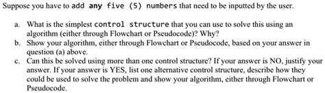 Suppose You Have To Add Any Five 5 Numbers That Need To Be Inputted