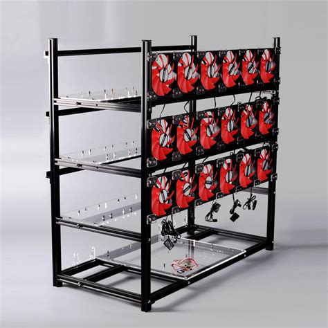 GPU Aluminum Mining Frame Case Open Air Mining Rig Stackable Frame Case Fans For ETH BTC