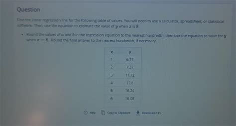 Solved Question Find The Linear Regression Line For The