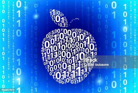 Apple Binary Code Blue Vector Pattern Background Stock Illustration