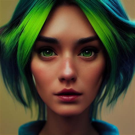 Premium Photo Young Woman With Green Dyed Hair 3d Rendering
