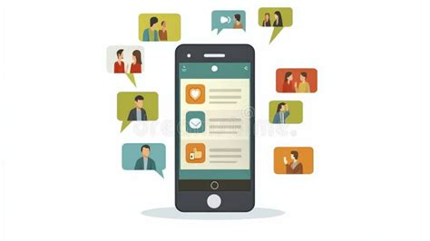 Mobile App Illustration Connected Icons For Online Collaboration Modern Tech Interface Design