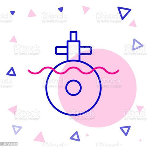 흰색 배경에 격리 된 라인 잠수함 아이콘 군함 다채로운 개요 개념 벡터 교통수단에 대한 스톡 벡터 아트 및 기타 이미지 교통