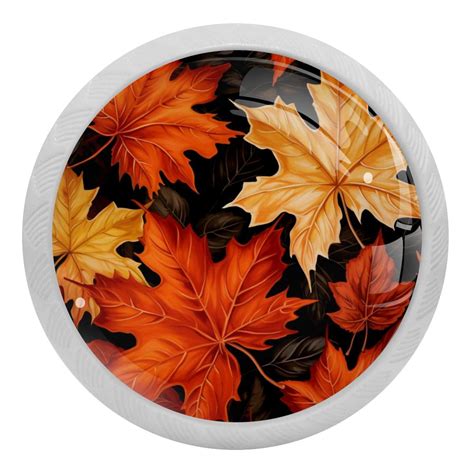 Maple Leaf Pattern 4pcs Cabinet Knobs Pulls Fluorescent Drawer Handle