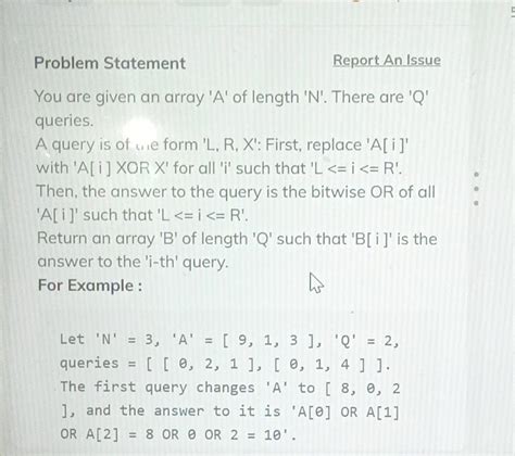 Solved Problem Statement Report An Issue You Are Given An Chegg