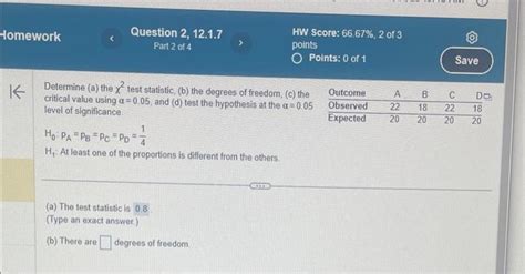 Solved Determine a the χ test statistic b the degrees Chegg com