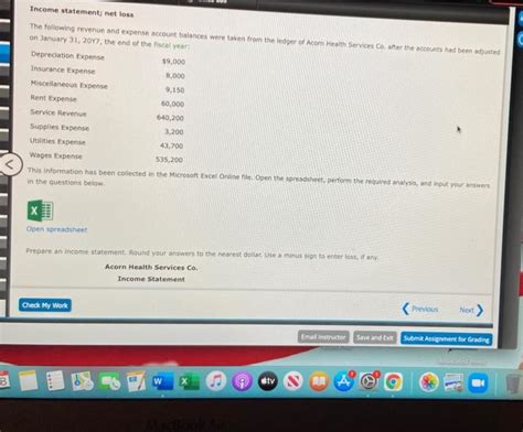 Solved Income Statement Net Loss The Following Revenue And