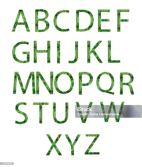 고립 된 흰색 배경에 빗방울사이프 나뭇 가지의 알파벳 자연의 아름다움 녹색 문자 어린이 교육 및 디자인을위한 Abc 0명에 대한