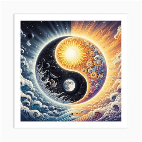 Yin Yang Sun And Moon Art Print Moon Art Print Moon Art Japanese