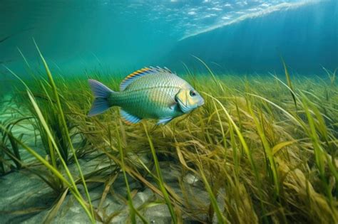Premium Ai Image Tropical Fish Swimming Among Swaying Seagrass In