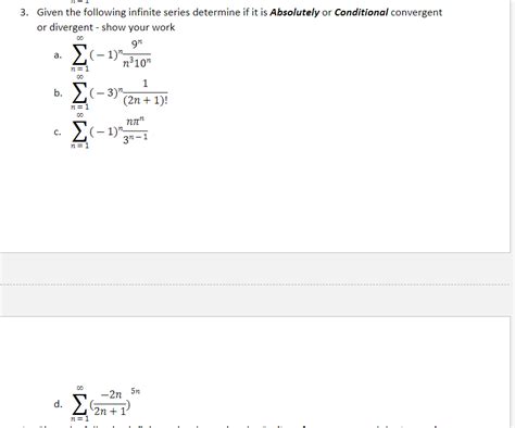 Solved Given The Following Infinite Series Determine If Chegg