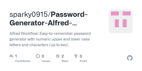Github Sparky0915password Generator Alfred Workflow Alfred Workflow