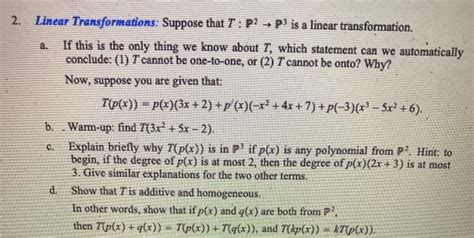 Solved A 2 Linear Transformations Suppose That T P2 →