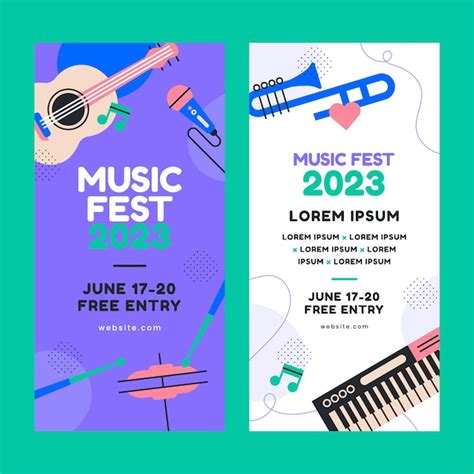 음악 축제 배너 세로 템플릿 무료 벡터
