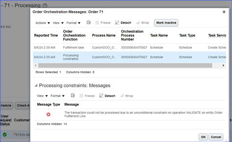 Not Be Processed Due To An Unconditional Constraint On Operation Validate On Entity Order