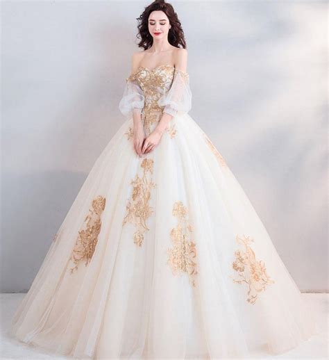 White And Gold Dress Etsy Uk