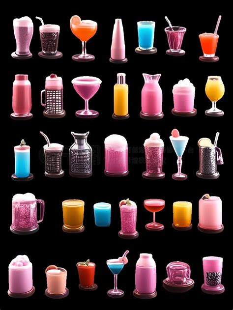 卡通手绘ai数字艺术 3d卡通手绘素描灌装瓶装杯装啤酒饮料饮品3d渲染卡通风格多彩饮料容器插画 Ai立体元素免费下载png格式2592像素编号71486203 千图网