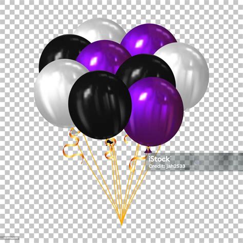 보라색 검은색 흰색 풍선은 투명한 배경에 할로윈 파티를 한다 할로윈 장식 0명에 대한 스톡 벡터 아트 및 기타 이미지 0명 10월 가을 Istock