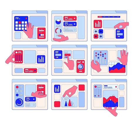 premium vector build interface hands holding different ui geometrical