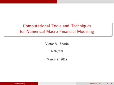 Computational Tools And Techniques For Numerical Macro Financial Modeling Pdf Stocks And