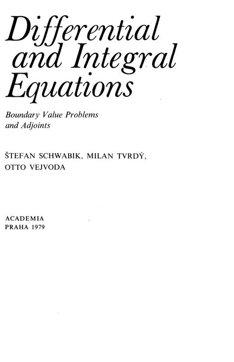 Pdf Differential And Integral Equations Boundary Value Problems And