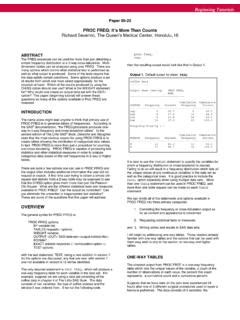 SUGI PROC FREQ It S More Than Counts SAS Sugi Proc Freq It S More Than Counts Sas