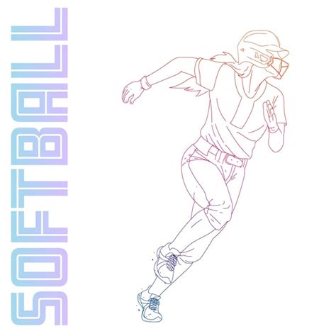 Premium Vector Line Vector Of Softball Player In Action