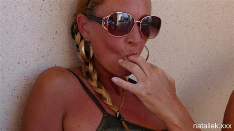 Natalie K Fingering Her Pussy Outdoors In A Loose Top And Barefoot 15