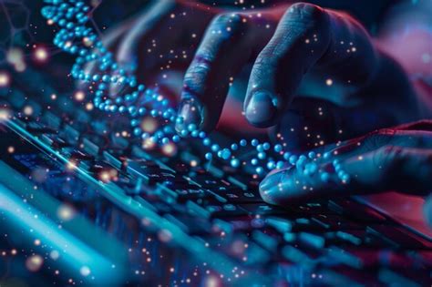 premium photo the scientists fingers fly across the keyboard rec