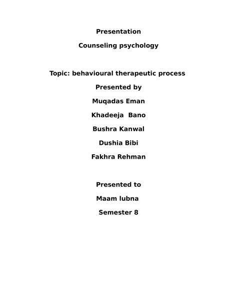 Counseling Prsentation Presentation Counseling Psychology Topic