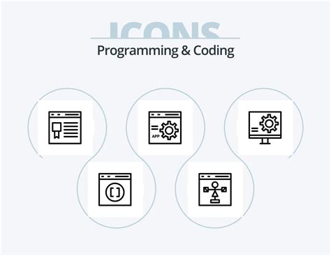Programming And Coding Line Icon Pack 5 Icon Design Develop Code