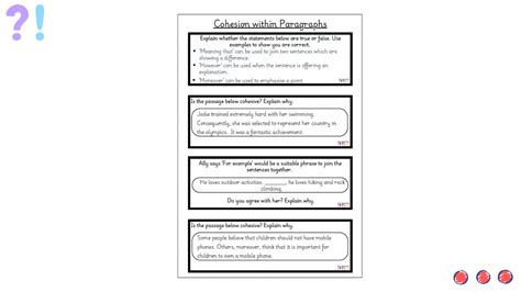 Cohesion Within Paragraphs Mastery Activities Easy Education Grammar