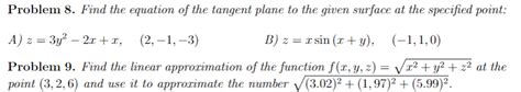 Solved Problem Find The Equation Of The Tangent Plane To Chegg