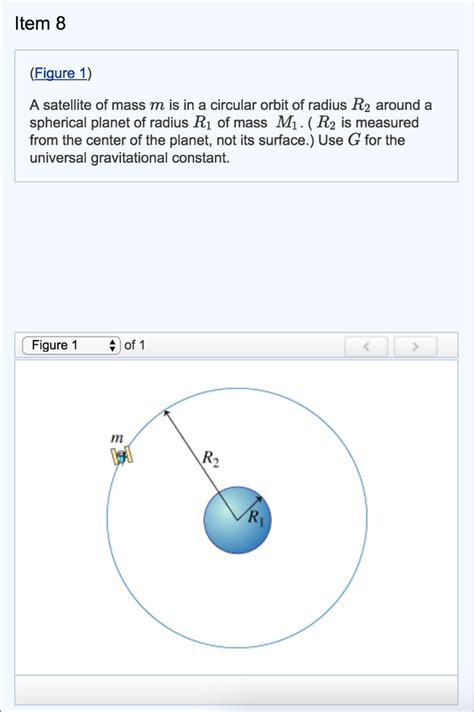 Solved Item 8 Figure 1 A Satellite Of Mass M Is In A