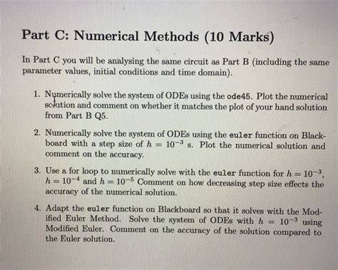 Solved Part B Systems Of ODES Marks Consider The RLC Chegg