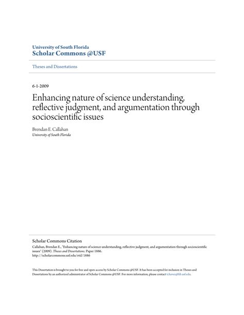 Pdf Enhancing Nature Of Science Understanding Reflective Judgment And Argumentation Through