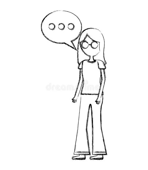 Woman Standing Speech Bubble Communication Stock Illustration Illustration Of Communication