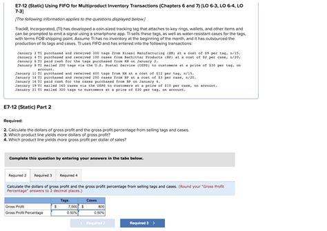 Solved E7 12 Static Using Fifo For Multiproduct Inventory