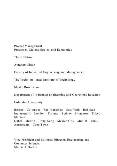 Project Managementprocesses Methodologies And Econ Docx
