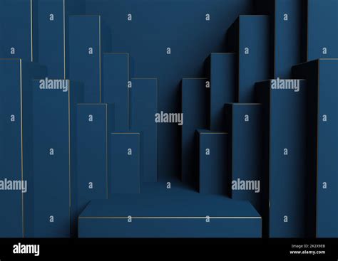 Dark Aqua Blue 3d Rendering Product Display Podium Or Stand Simple Minimal Symmetrical