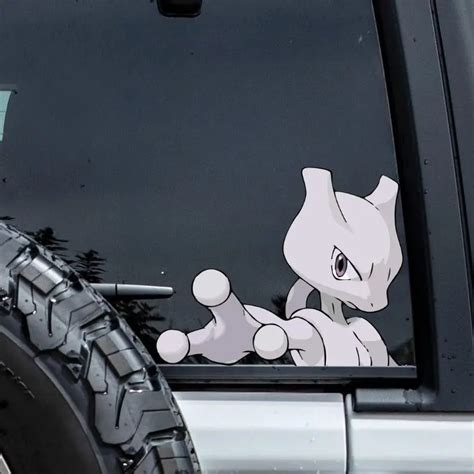 Mewtwo Peeking Sticker Funny T Waterproof Glossy Sticker Decal For