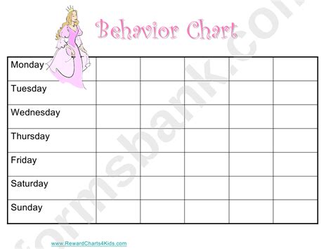 Behaviour Chart Princess Printable Pdf Download