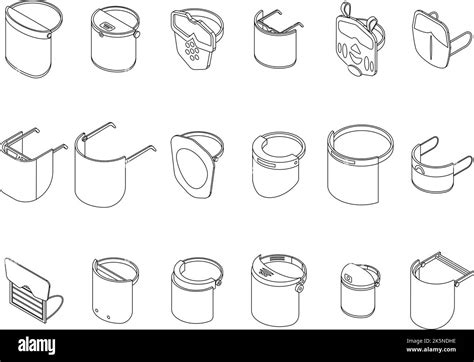 Face Shield Icons Set Isometric Set Of Face Shield Vector Icons Outline Thin Lne Isolated On